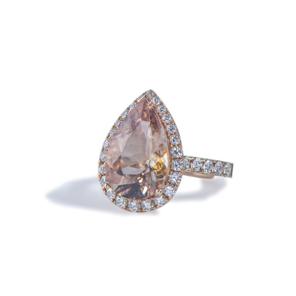 1- 18k rose gold peach morganite and diamond - St Germain Jewellers